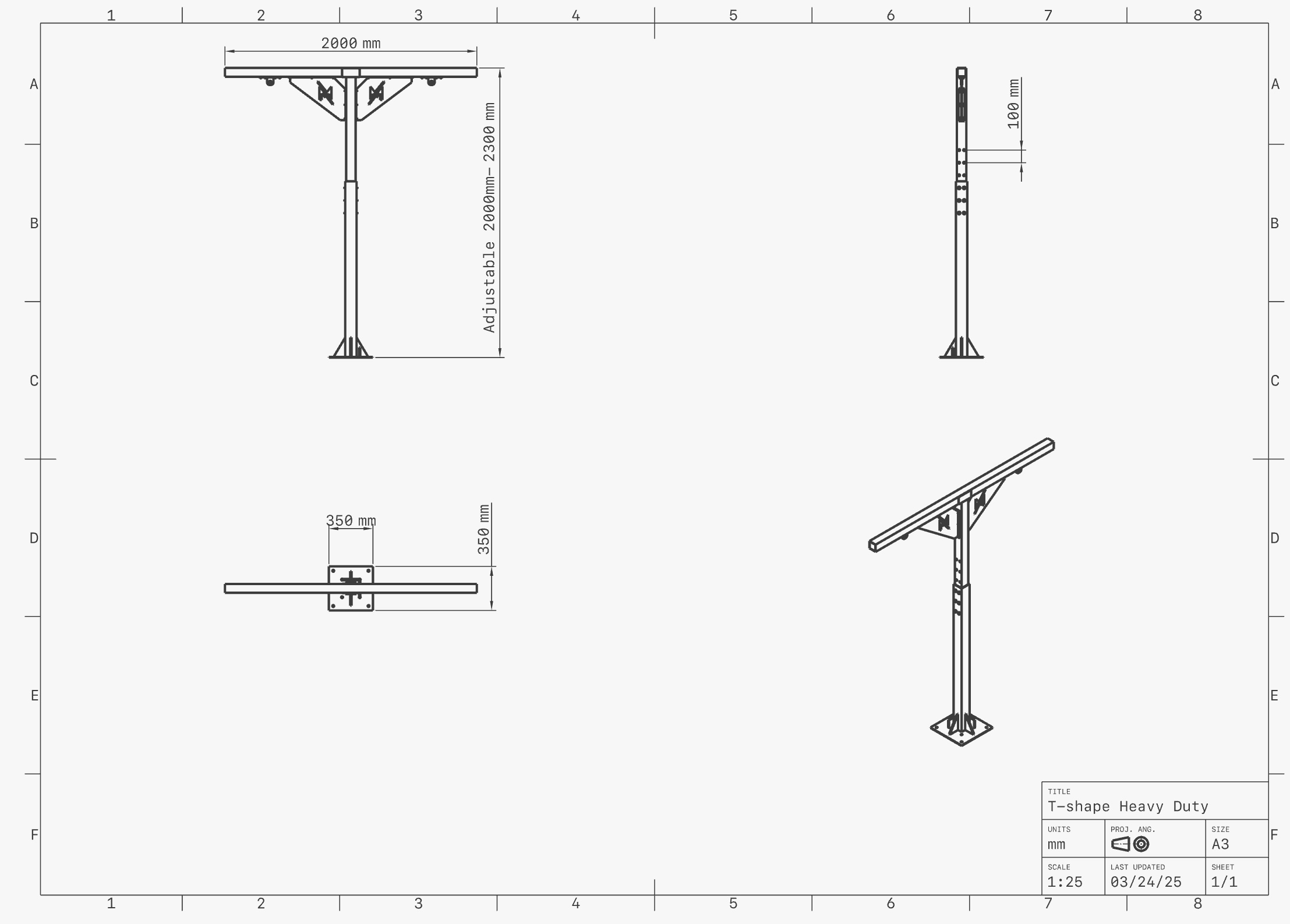 T-Shape Heavy Duty Punch bad stand. Adjustable highs and positions of ...